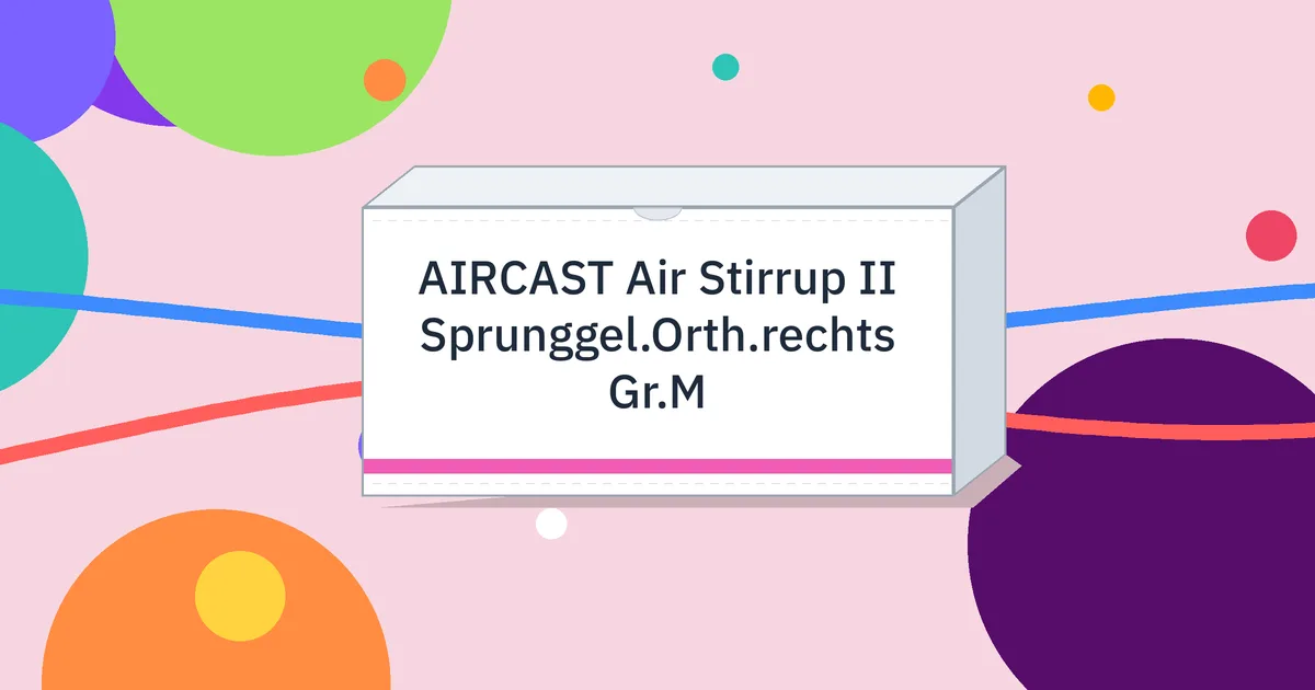 Symbolbild: Packung mit der Aufschrift AIRCAST Air Stirrup II Sprunggel.Orth.rechts Gr.M (PZN 09422458) – Verfügbarkeit und Bezug in Apotheken in Frankfurt am Main