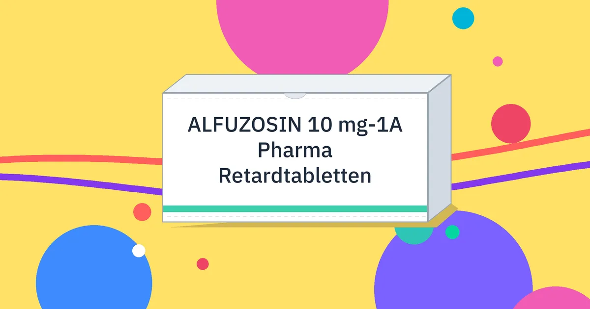 Symbolbild: Packung mit der Aufschrift ALFUZOSIN 10 mg-1A Pharma Retardtabletten (PZN 06963946) – Verfügbarkeit und Bezug in Apotheken in Frankfurt am Main