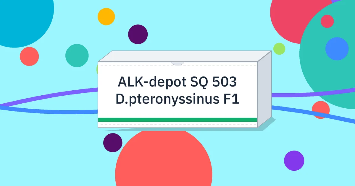 Symbolbild: Packung mit der Aufschrift ALK-depot SQ 503 D.pteronyssinus F1 (PZN 03877057) – Verfügbarkeit und Bezug in Apotheken in Frankfurt am Main