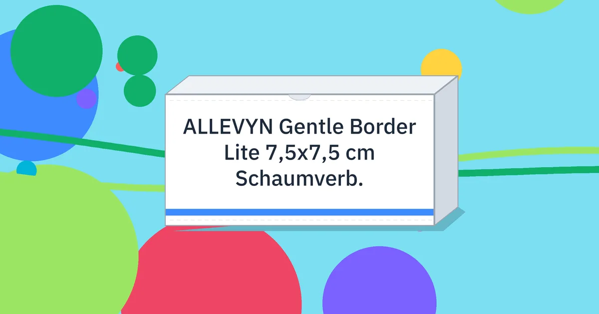 Symbolbild: Packung mit der Aufschrift ALLEVYN Gentle Border Lite 7,5x7,5 cm Schaumverb. (PZN 10287089) – Verfügbarkeit und Bezug in Apotheken in Frankfurt am Main