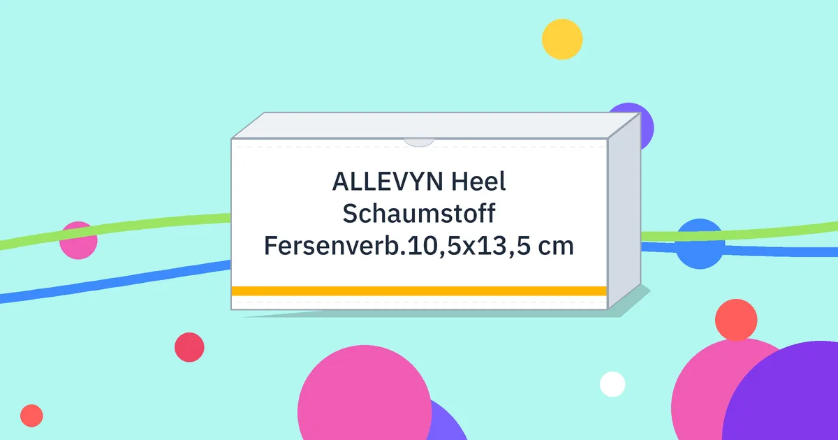 Symbolbild: Packung mit der Aufschrift ALLEVYN Heel Schaumstoff Fersenverb.10,5x13,5 cm (PZN 17878652) – Verfügbarkeit und Bezug in Apotheken in Frankfurt am Main