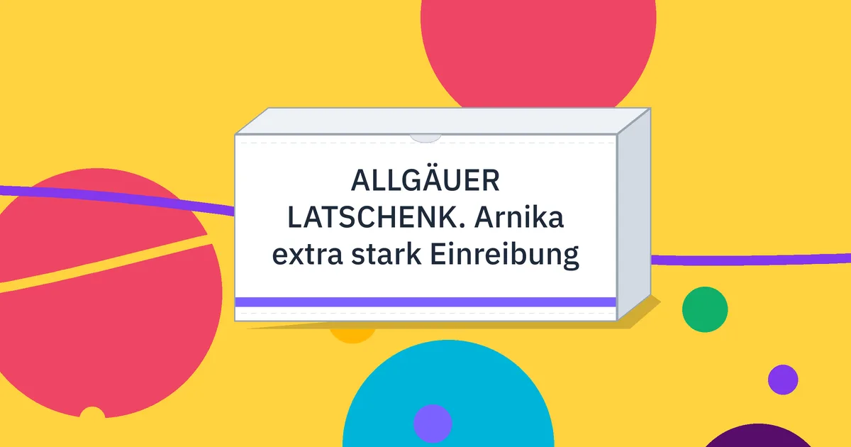 Symbolbild: Packung mit der Aufschrift ALLGÄUER LATSCHENK. Arnika extra stark Einreibung (PZN 03744391) – Verfügbarkeit und Bezug in Apotheken in Frankfurt am Main