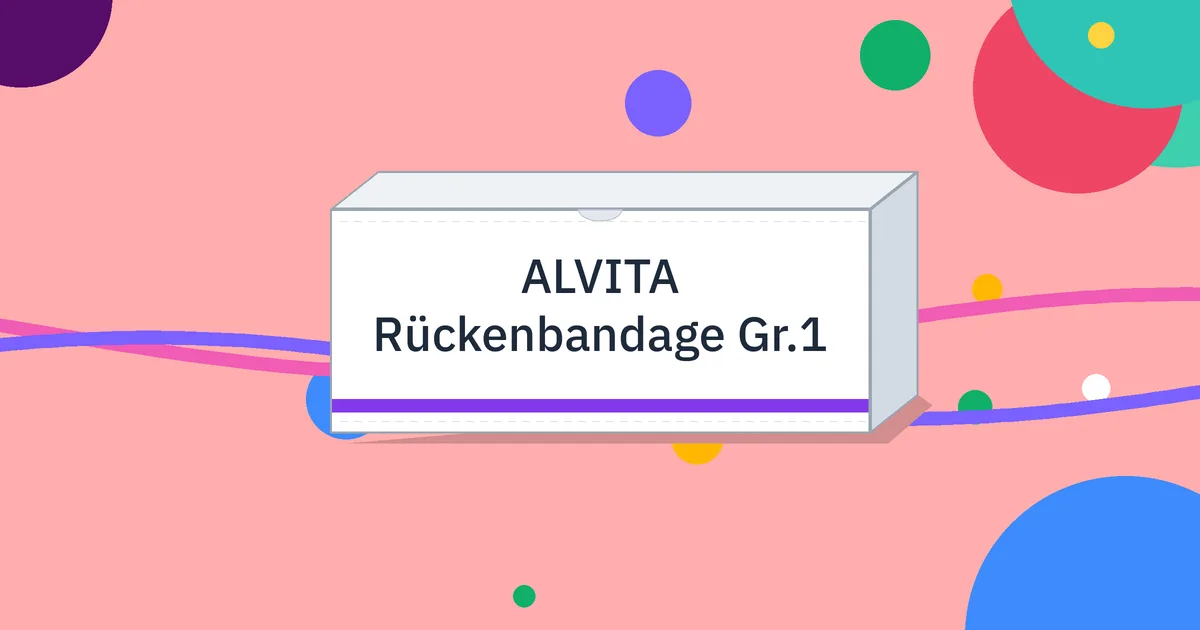 Symbolbild: Packung mit der Aufschrift ALVITA Rückenbandage Gr.1 (PZN 11151529) – Verfügbarkeit und Bezug in Apotheken in Frankfurt am Main