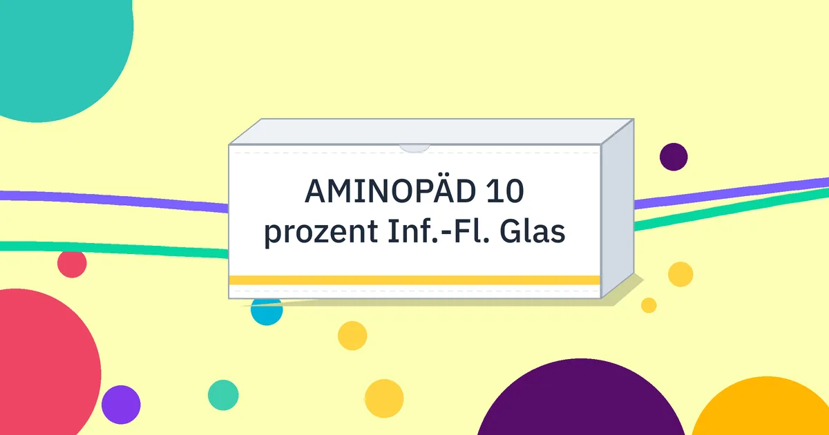 Symbolbild: Packung mit der Aufschrift AMINOPÄD 10 prozent Inf.-Fl. Glas (PZN 03986711) – Verfügbarkeit und Bezug in Apotheken in Frankfurt am Main