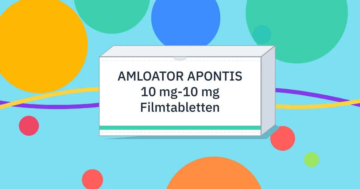 Symbolbild: Packung mit der Aufschrift AMLOATOR APONTIS 10 mg-10 mg Filmtabletten (PZN 17824018) – Verfügbarkeit und Bezug in Apotheken in Frankfurt am Main