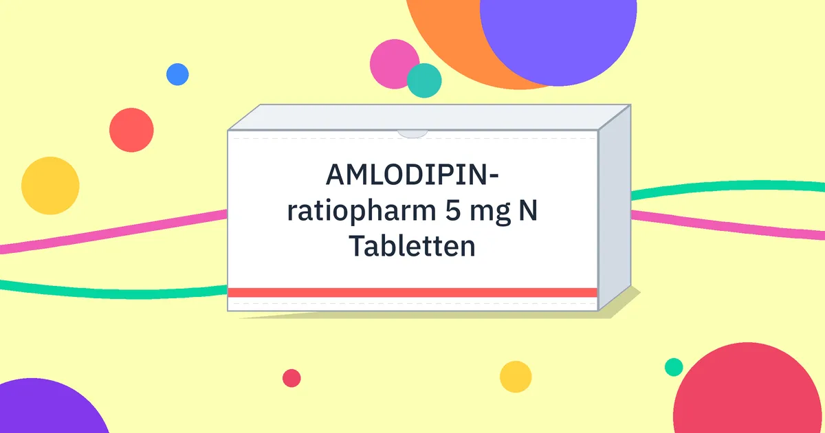 Symbolbild: Packung mit der Aufschrift AMLODIPIN-ratiopharm 5 mg N Tabletten (PZN 02634223) – Verfügbarkeit und Bezug in Apotheken in Frankfurt am Main