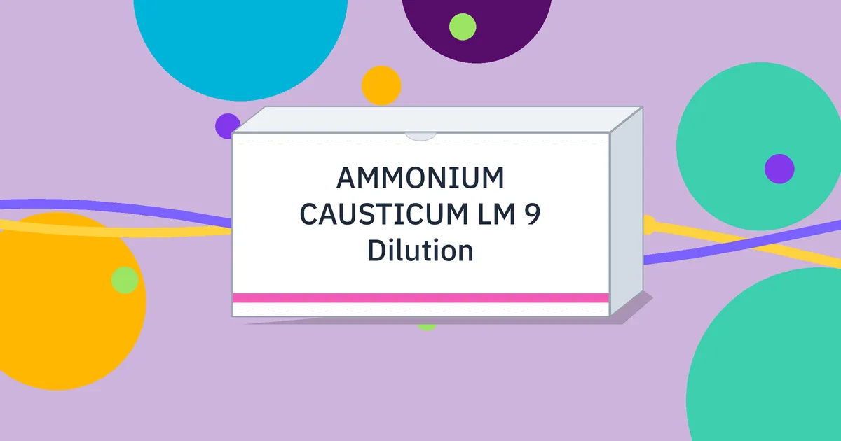 Symbolbild: Packung mit der Aufschrift AMMONIUM CAUSTICUM LM 9 Dilution (PZN 13320841) – Verfügbarkeit und Bezug in Apotheken in Frankfurt am Main