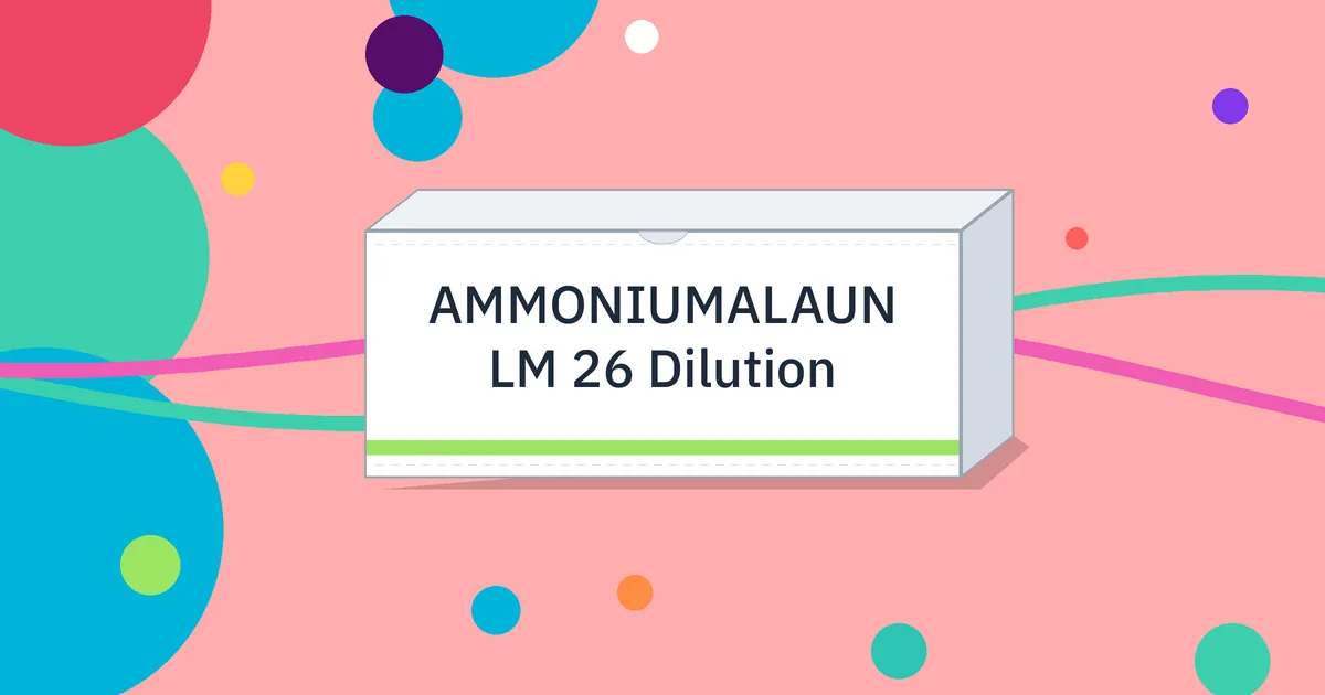 Symbolbild: Packung mit der Aufschrift AMMONIUMALAUN LM 26 Dilution (PZN 13324804) – Verfügbarkeit und Bezug in Apotheken in Frankfurt am Main