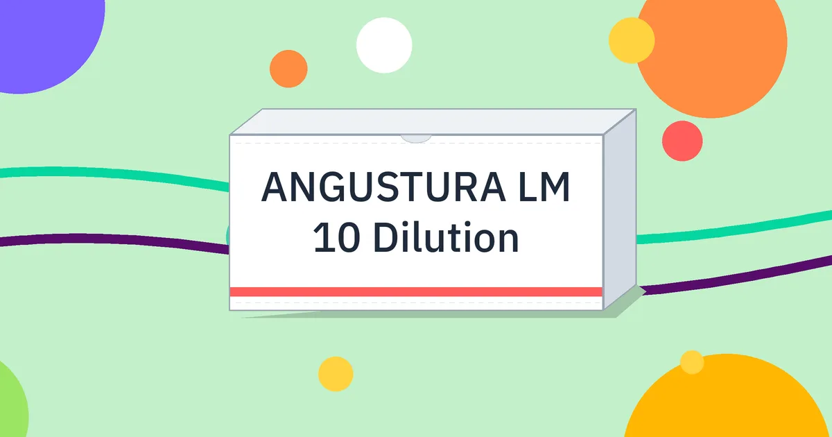 Symbolbild: Packung mit der Aufschrift ANGUSTURA LM 10 Dilution (PZN 13368411) – Verfügbarkeit und Bezug in Apotheken in Frankfurt am Main