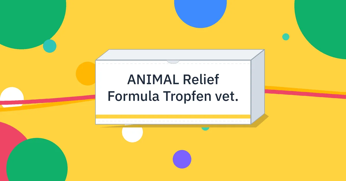 Symbolbild: Packung mit der Aufschrift ANIMAL Relief Formula Tropfen vet. (PZN 19073906) – Verfügbarkeit und Bezug in Apotheken in Frankfurt am Main