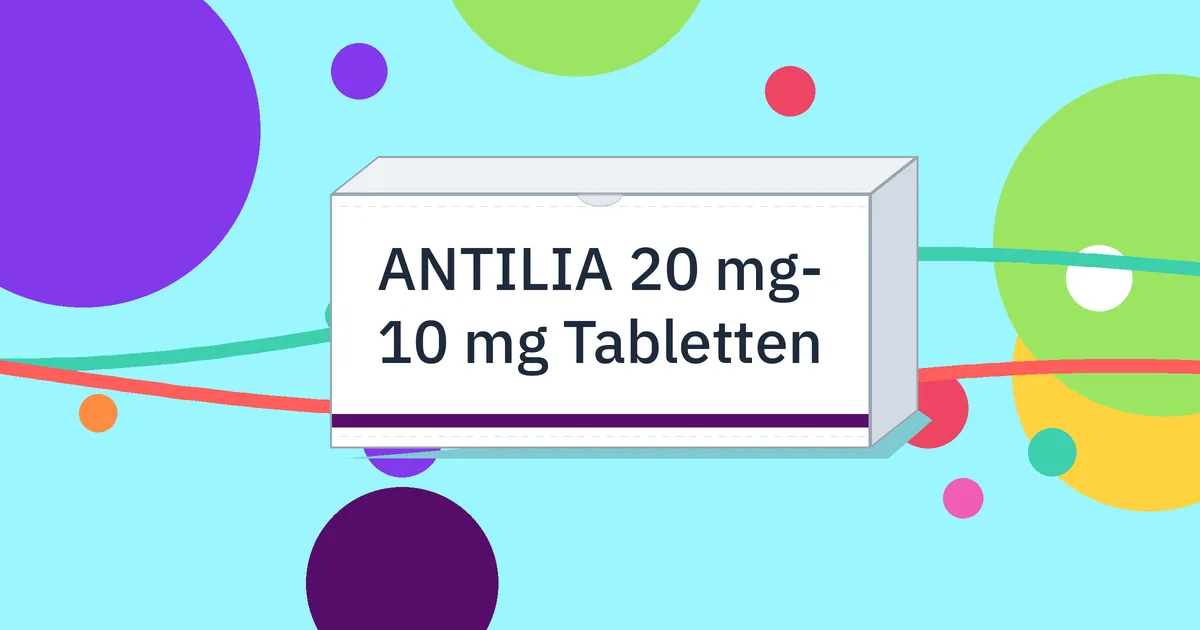 Symbolbild: Packung mit der Aufschrift ANTILIA 20 mg-10 mg Tabletten (PZN 14143855) – Verfügbarkeit und Bezug in Apotheken in Frankfurt am Main