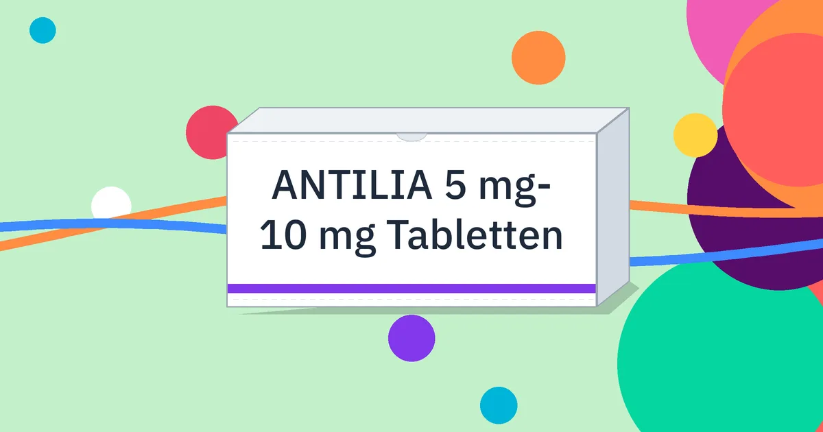 Symbolbild: Packung mit der Aufschrift ANTILIA 5 mg-10 mg Tabletten (PZN 14143795) – Verfügbarkeit und Bezug in Apotheken in Frankfurt am Main