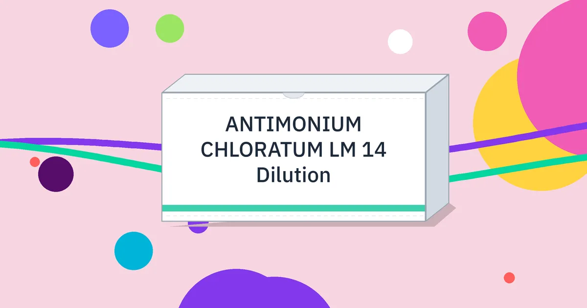 Symbolbild: Packung mit der Aufschrift ANTIMONIUM CHLORATUM LM 14 Dilution (PZN 13372648) – Verfügbarkeit und Bezug in Apotheken in Frankfurt am Main