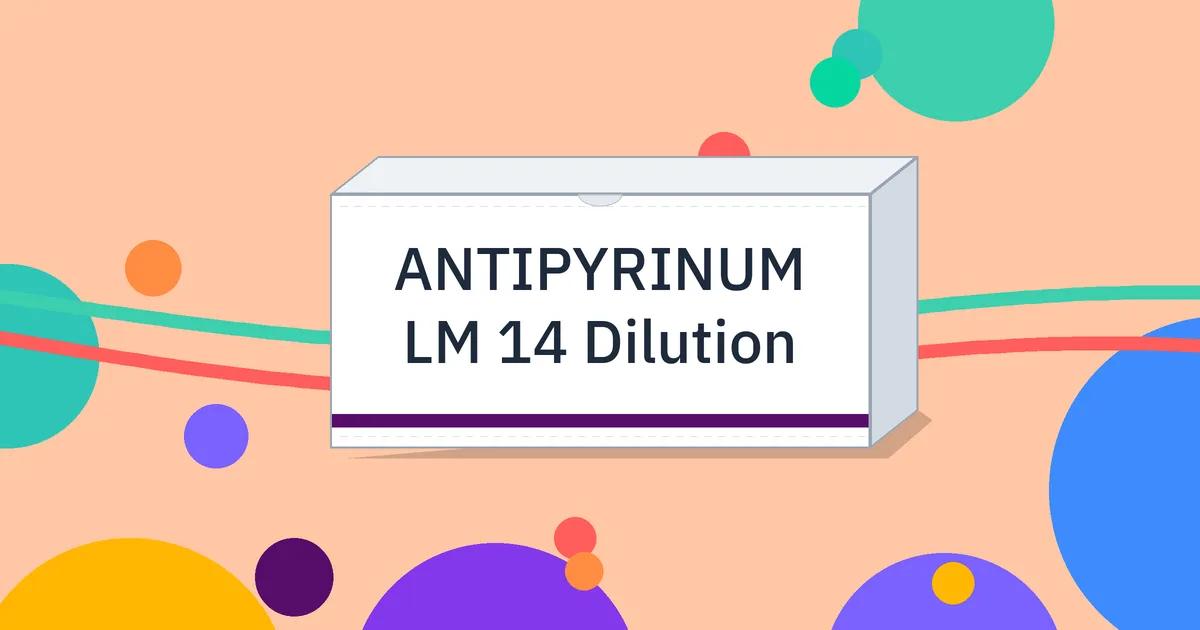 Symbolbild: Packung mit der Aufschrift ANTIPYRINUM LM 14 Dilution (PZN 13376391) – Verfügbarkeit und Bezug in Apotheken in Frankfurt am Main