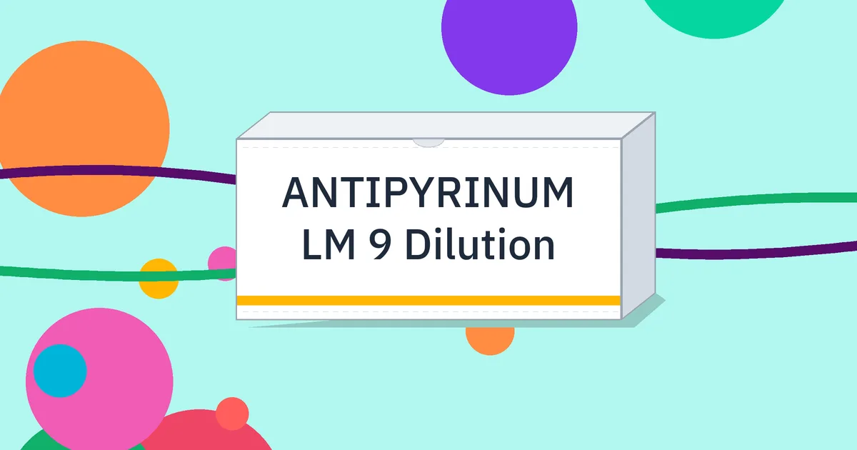 Symbolbild: Packung mit der Aufschrift ANTIPYRINUM LM 9 Dilution (PZN 13376273) – Verfügbarkeit und Bezug in Apotheken in Frankfurt am Main