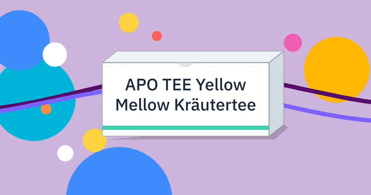 Symbolbild: Packung mit der Aufschrift APO TEE Yellow Mellow Kräutertee (PZN 16505877) – Verfügbarkeit und Bezug in Apotheken in Frankfurt am Main