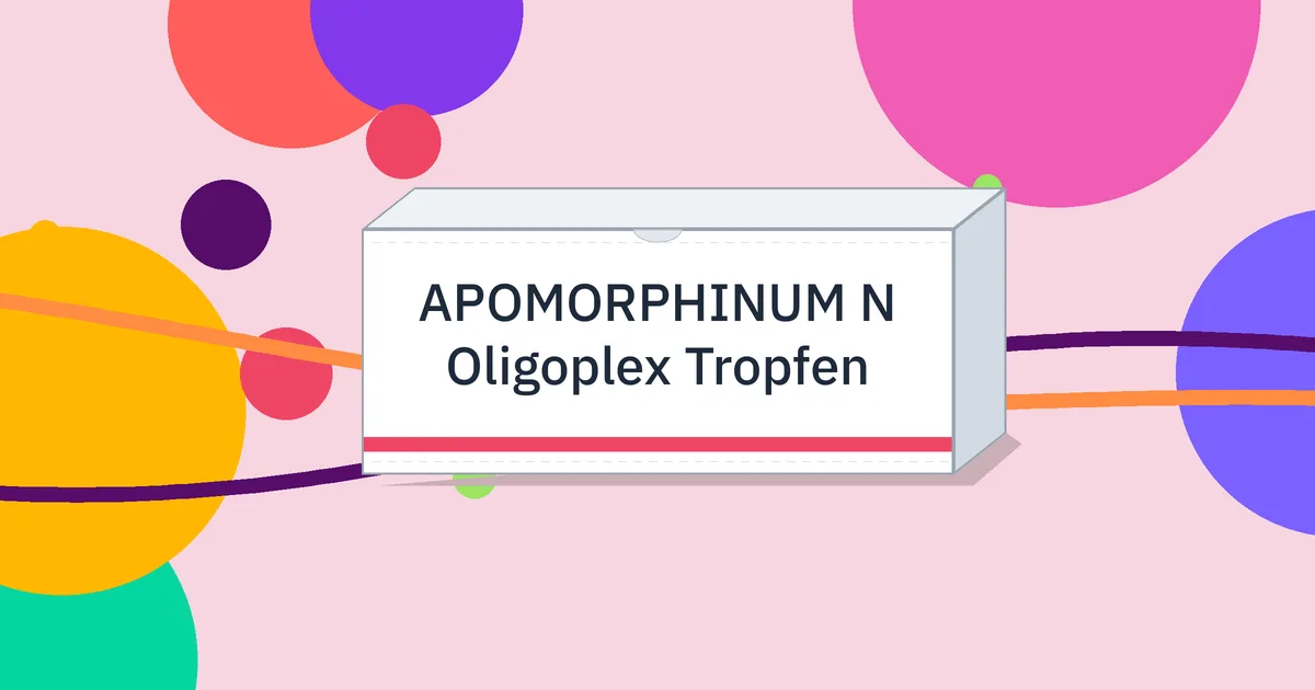 Symbolbild: Packung mit der Aufschrift APOMORPHINUM N Oligoplex Tropfen (PZN 03112455) – Verfügbarkeit und Bezug in Apotheken in Frankfurt am Main