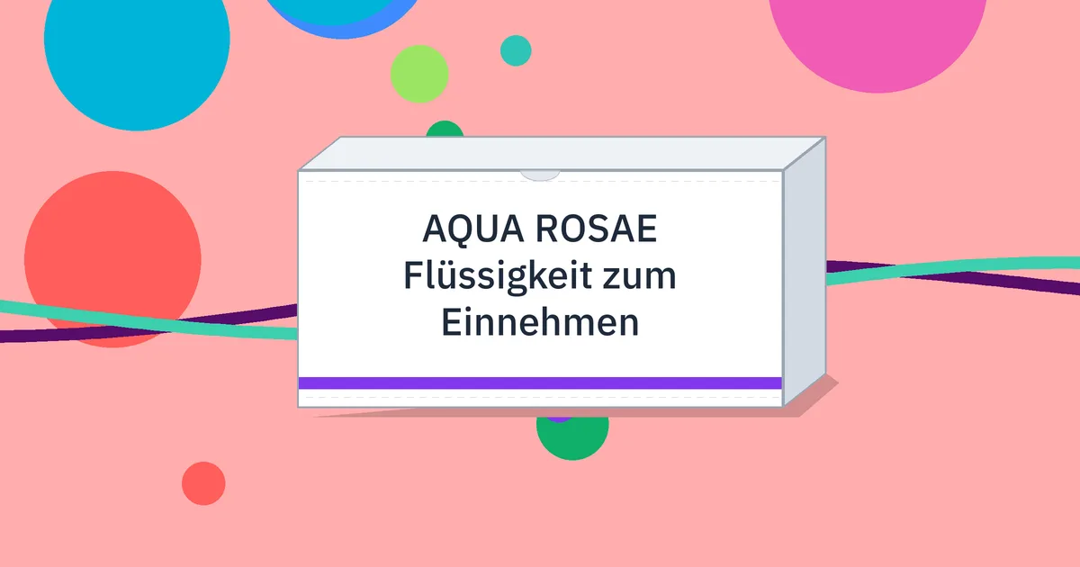 Symbolbild: Packung mit der Aufschrift AQUA ROSAE Flüssigkeit zum Einnehmen (PZN 15401029) – Verfügbarkeit und Bezug in Apotheken in Frankfurt am Main