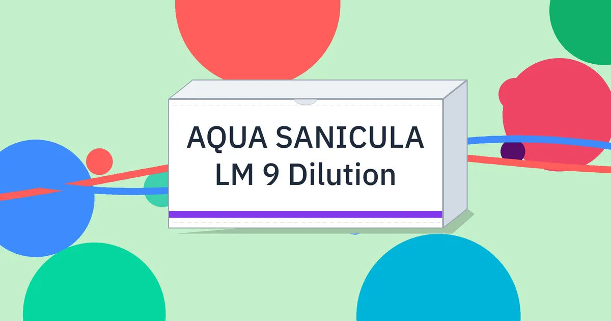 Symbolbild: Packung mit der Aufschrift AQUA SANICULA LM 9 Dilution (PZN 13381860) – Verfügbarkeit und Bezug in Apotheken in Frankfurt am Main