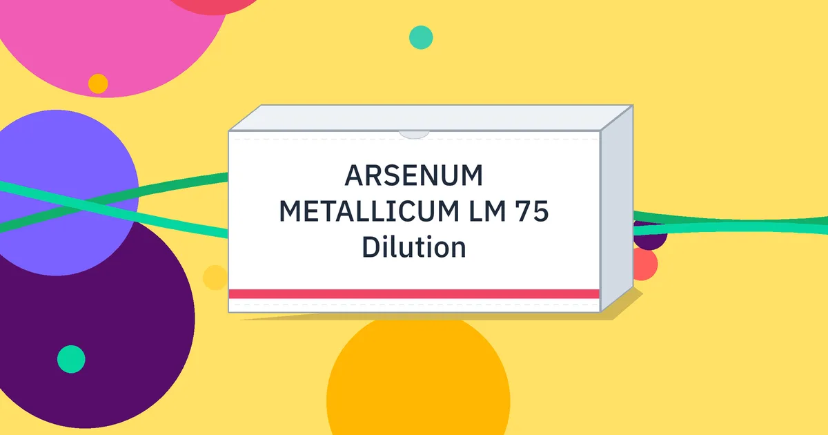 Symbolbild: Packung mit der Aufschrift ARSENUM METALLICUM LM 75 Dilution (PZN 12779595) – Verfügbarkeit und Bezug in Apotheken in Frankfurt am Main