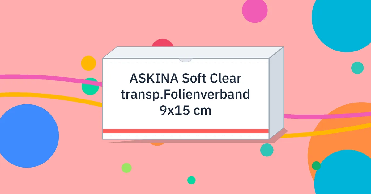 Symbolbild: Packung mit der Aufschrift ASKINA Soft Clear transp.Folienverband 9x15 cm (PZN 20740638) – Verfügbarkeit und Bezug in Apotheken in Frankfurt am Main