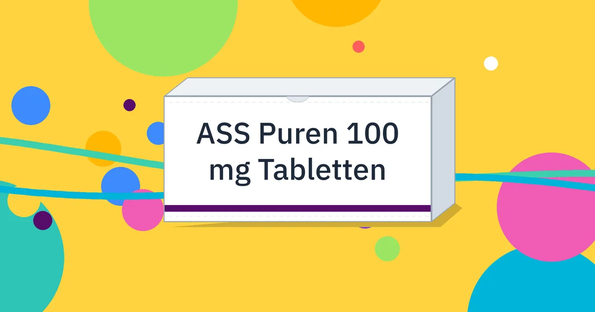 Symbolbild: Packung mit der Aufschrift ASS Puren 100 mg Tabletten (PZN 11353428) – Verfügbarkeit und Bezug in Apotheken in Frankfurt am Main