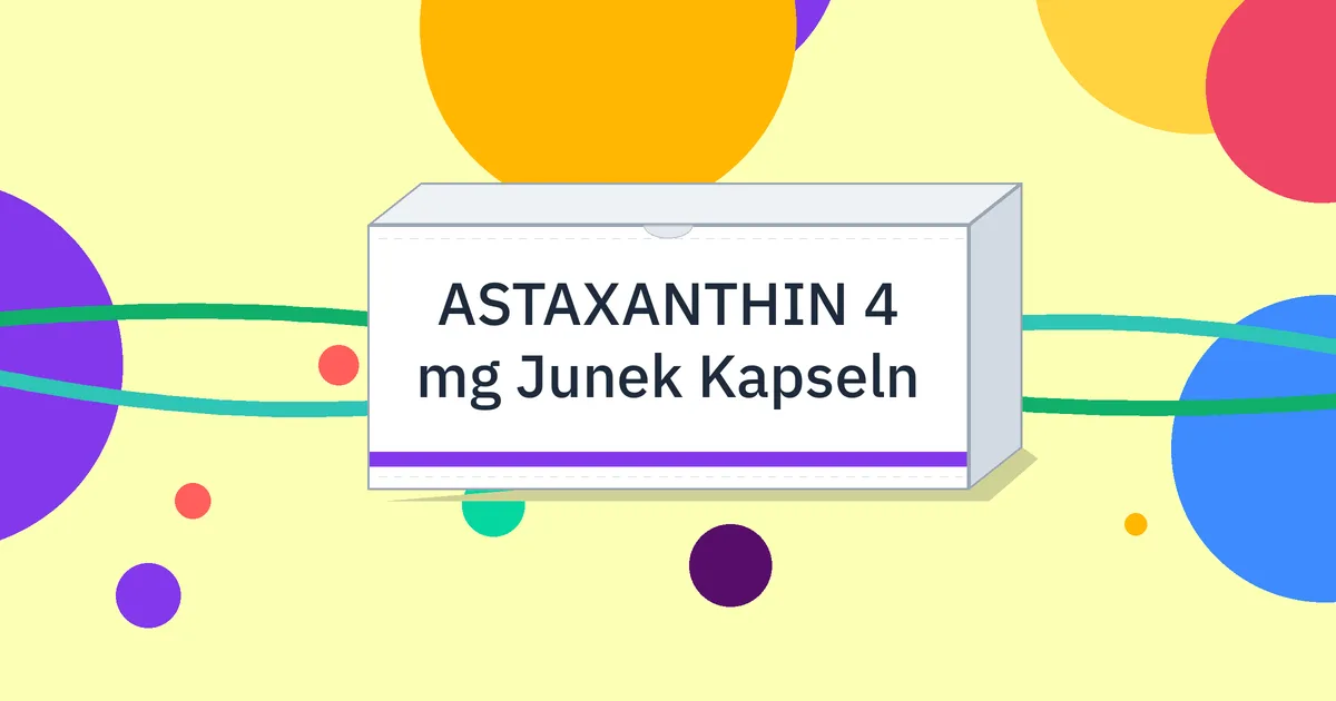 Symbolbild: Packung mit der Aufschrift ASTAXANTHIN 4 mg Junek Kapseln (PZN 04366821) – Verfügbarkeit und Bezug in Apotheken in Frankfurt am Main