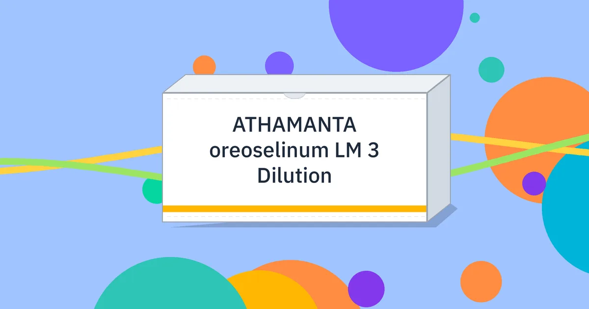 Symbolbild: Packung mit der Aufschrift ATHAMANTA oreoselinum LM 3 Dilution (PZN 13405655) – Verfügbarkeit und Bezug in Apotheken in Frankfurt am Main