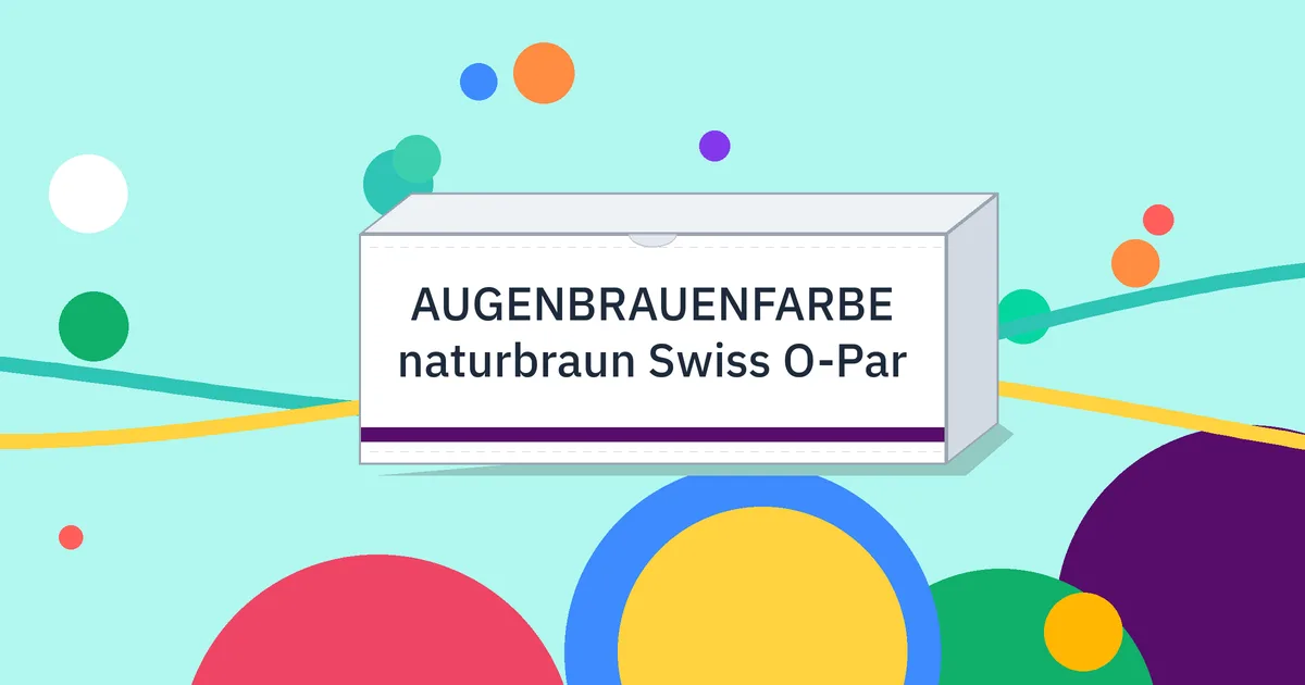 Symbolbild: Packung mit der Aufschrift AUGENBRAUENFARBE naturbraun Swiss O-Par (PZN 16500325) – Verfügbarkeit und Bezug in Apotheken in Frankfurt am Main