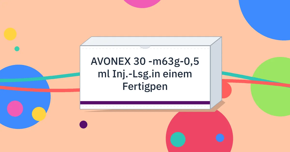 Symbolbild: Packung mit der Aufschrift AVONEX 30 -m63g-0,5 ml Inj.-Lsg.in einem Fertigpen (PZN 04680687) – Verfügbarkeit und Bezug in Apotheken in Frankfurt am Main