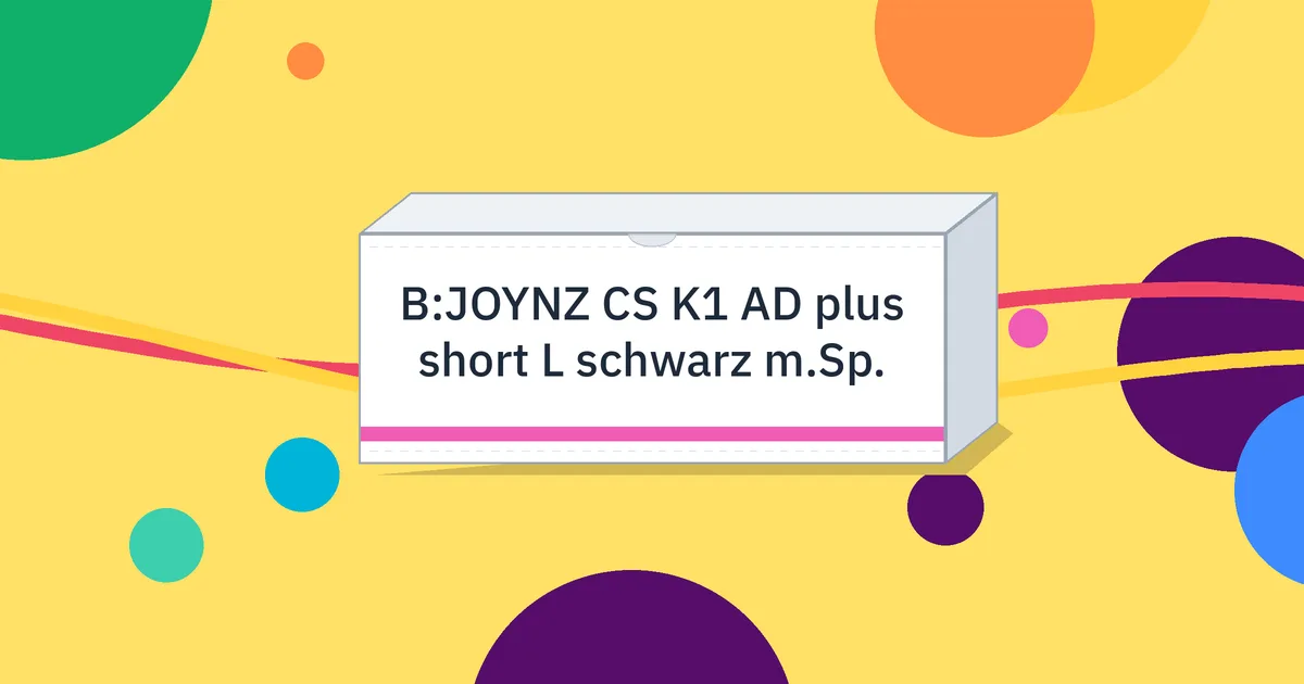 Symbolbild: Packung mit der Aufschrift B:JOYNZ CS K1 AD plus short L schwarz m.Sp. (PZN 20527608) – Verfügbarkeit und Bezug in Apotheken in Frankfurt am Main