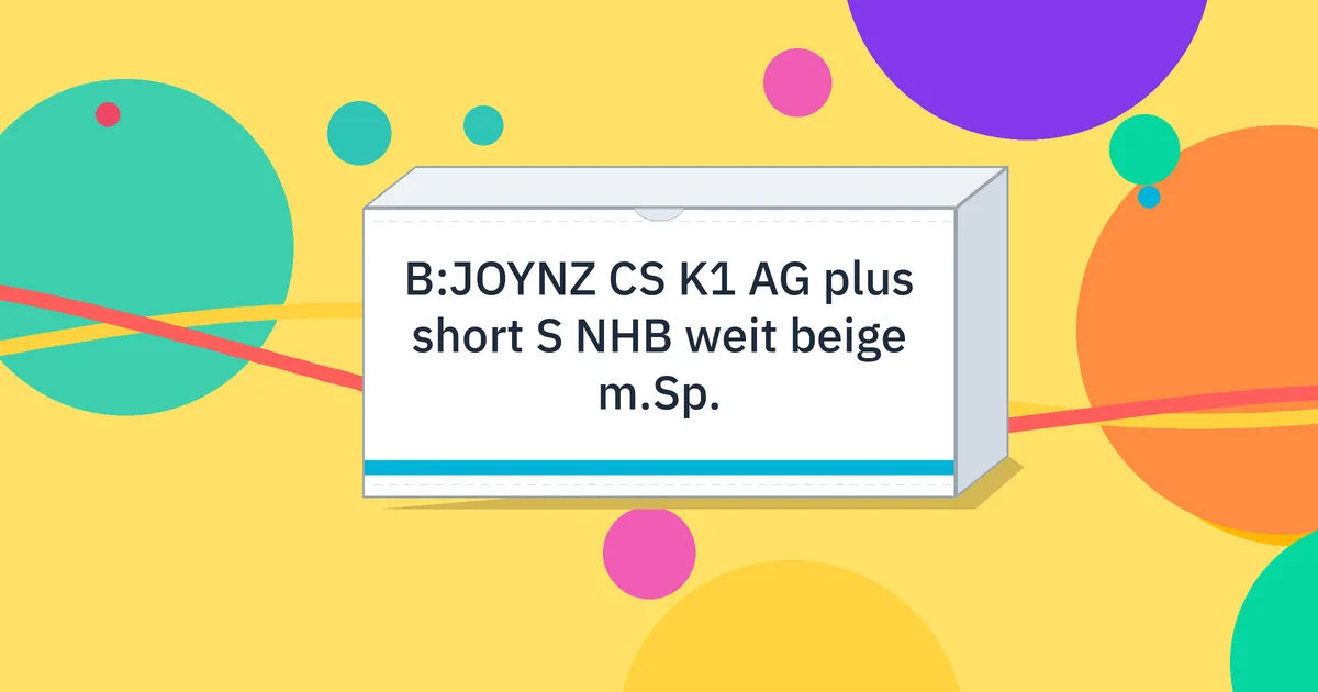Symbolbild: Packung mit der Aufschrift B:JOYNZ CS K1 AG plus short S NHB weit beige m.Sp. (PZN 20535602) – Verfügbarkeit und Bezug in Apotheken in Frankfurt am Main