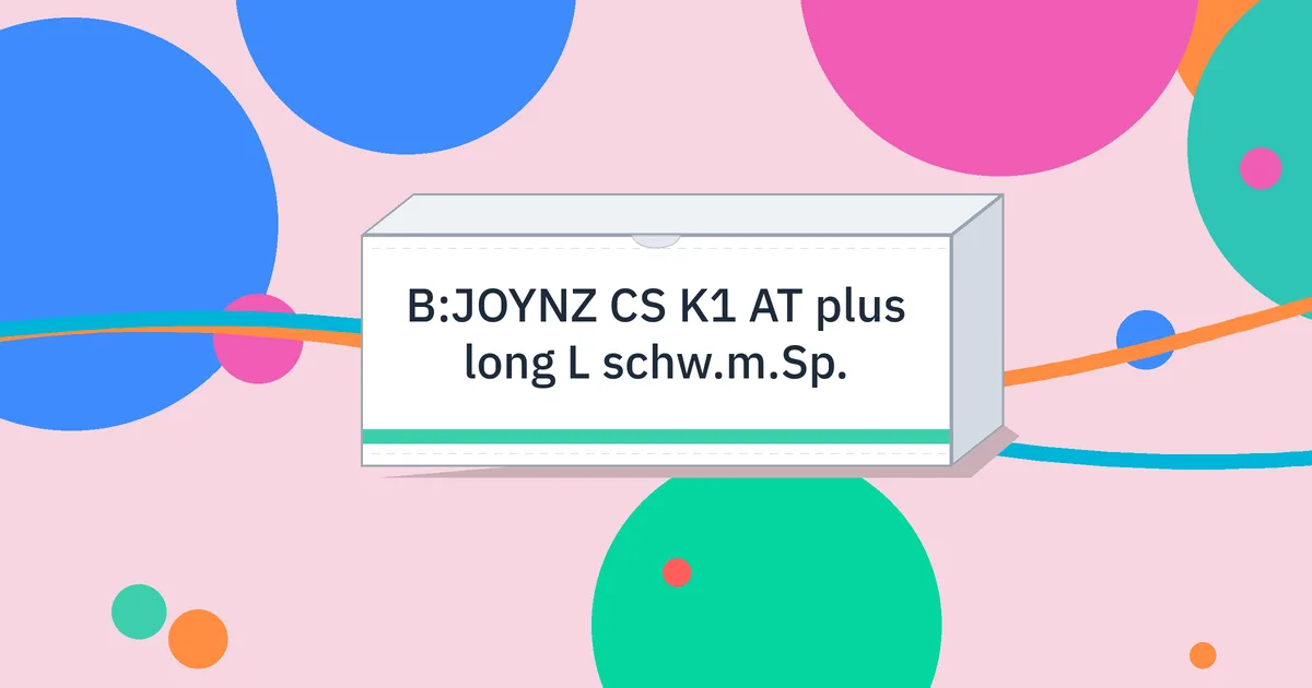 Symbolbild: Packung mit der Aufschrift B:JOYNZ CS K1 AT plus long L schw.m.Sp. (PZN 20536949) – Verfügbarkeit und Bezug in Apotheken in Frankfurt am Main