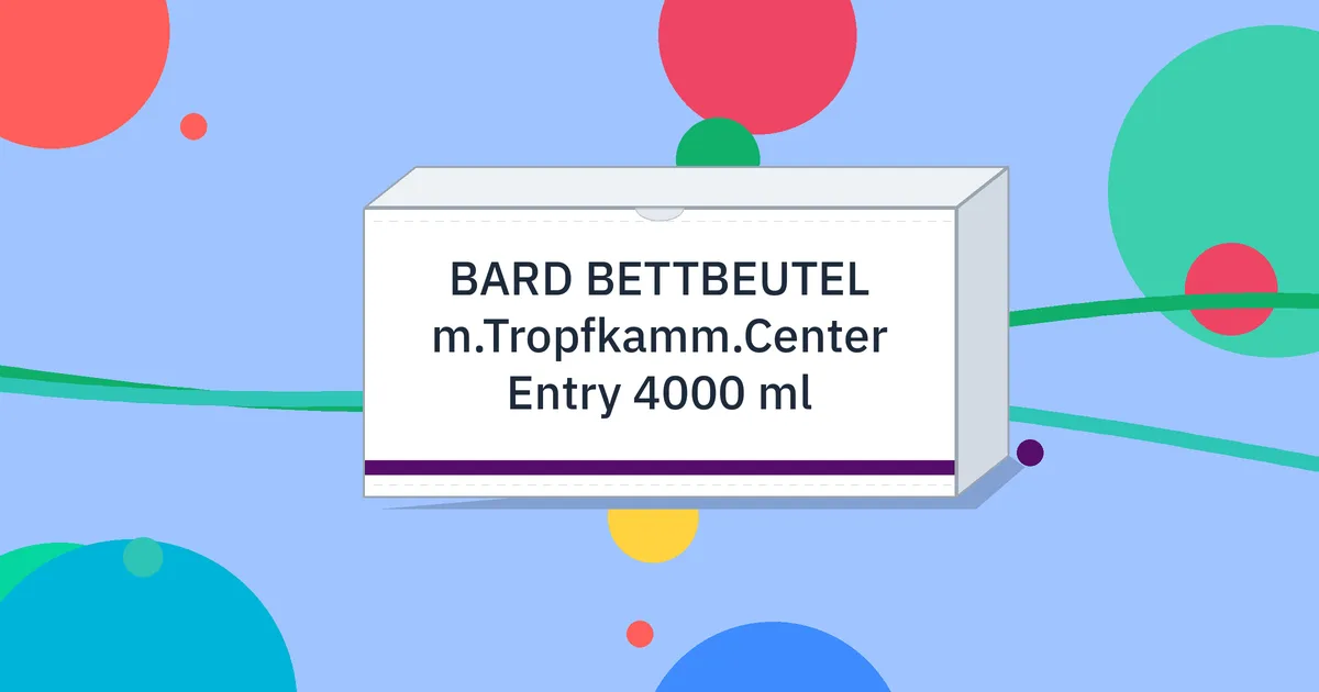 Symbolbild: Packung mit der Aufschrift BARD BETTBEUTEL m.Tropfkamm.Center Entry 4000 ml (PZN 07521392) – Verfügbarkeit und Bezug in Apotheken in Frankfurt am Main