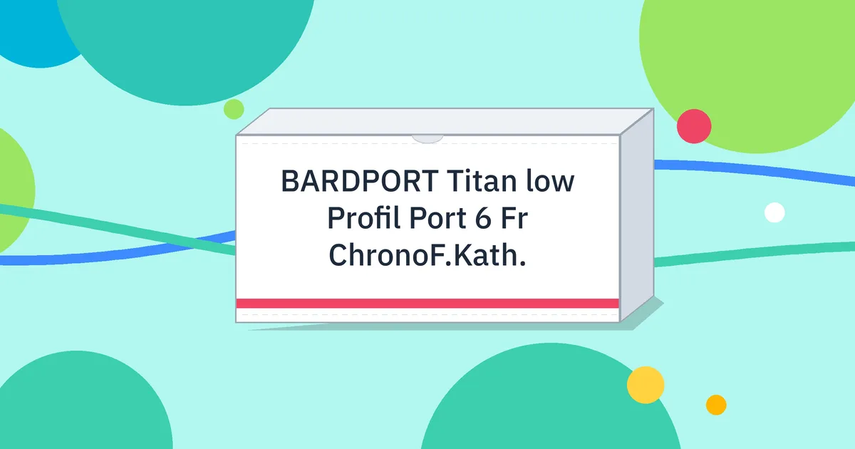 Symbolbild: Packung mit der Aufschrift BARDPORT Titan low Profil Port 6 Fr ChronoF.Kath. (PZN 02754921) – Verfügbarkeit und Bezug in Apotheken in Frankfurt am Main