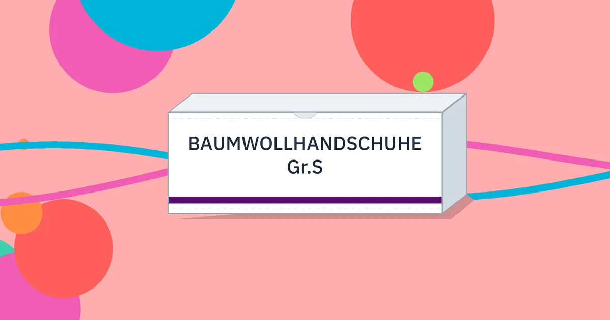 Symbolbild: Packung mit der Aufschrift BAUMWOLLHANDSCHUHE Gr.S (PZN 18472679) – Verfügbarkeit und Bezug in Apotheken in Frankfurt am Main