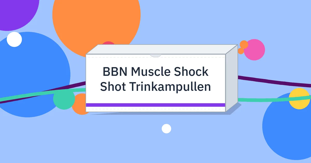 Symbolbild: Packung mit der Aufschrift BBN Muscle Shock Shot Trinkampullen (PZN 19367565) – Verfügbarkeit und Bezug in Apotheken in Frankfurt am Main