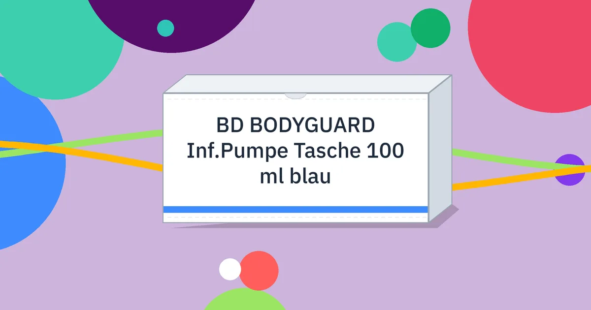 Symbolbild: Packung mit der Aufschrift BD BODYGUARD Inf.Pumpe Tasche 100 ml blau (PZN 18750931) – Verfügbarkeit und Bezug in Apotheken in Frankfurt am Main
