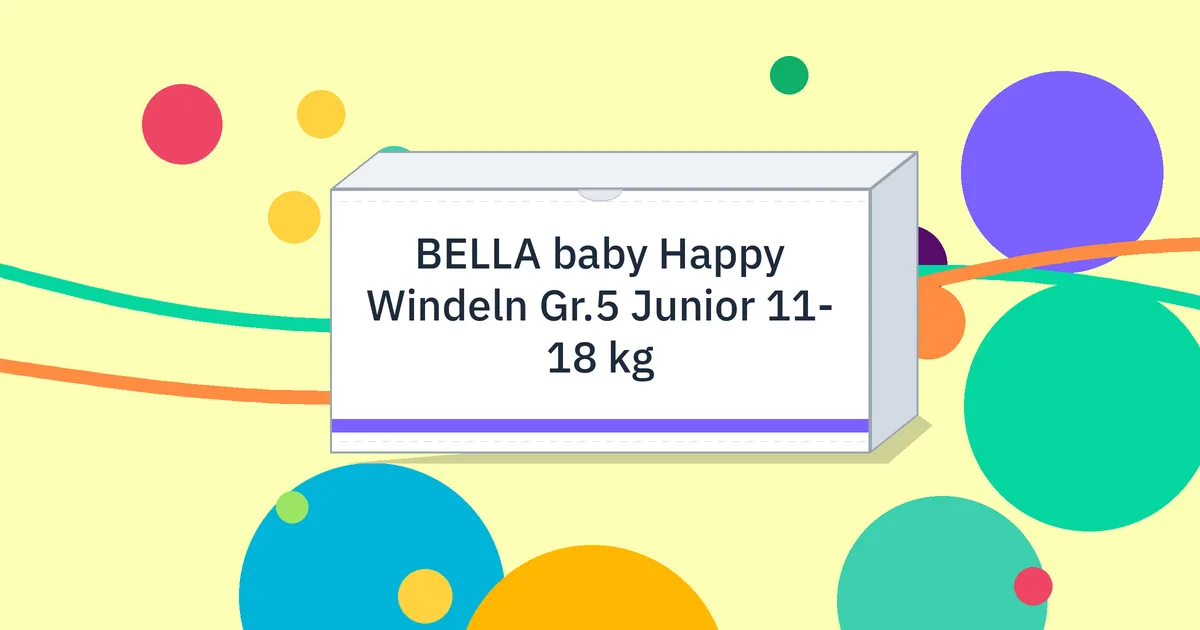 Symbolbild: Packung mit der Aufschrift BELLA baby Happy Windeln Gr.5 Junior 11-18 kg (PZN 20524024) – Verfügbarkeit und Bezug in Apotheken in Frankfurt am Main