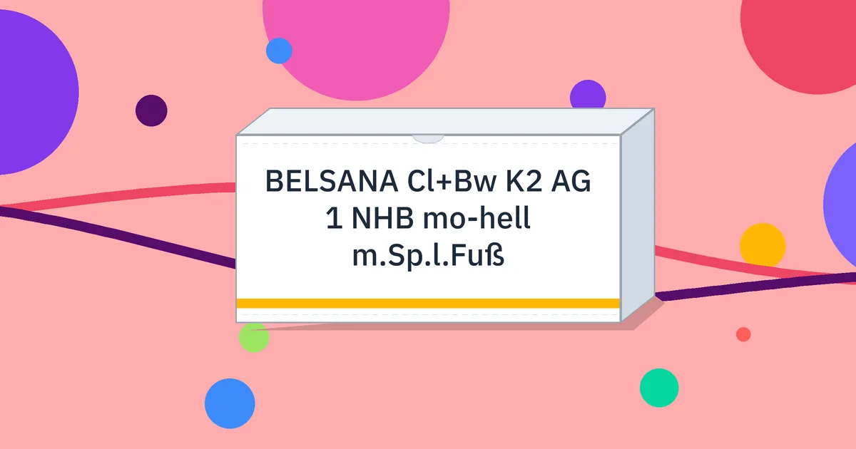 Symbolbild: Packung mit der Aufschrift BELSANA Cl+Bw K2 AG 1 NHB mo-hell m.Sp.l.Fuß (PZN 12242464) – Verfügbarkeit und Bezug in Apotheken in Frankfurt am Main