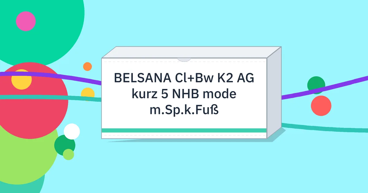 Symbolbild: Packung mit der Aufschrift BELSANA Cl+Bw K2 AG kurz 5 NHB mode m.Sp.k.Fuß (PZN 12248159) – Verfügbarkeit und Bezug in Apotheken in Frankfurt am Main