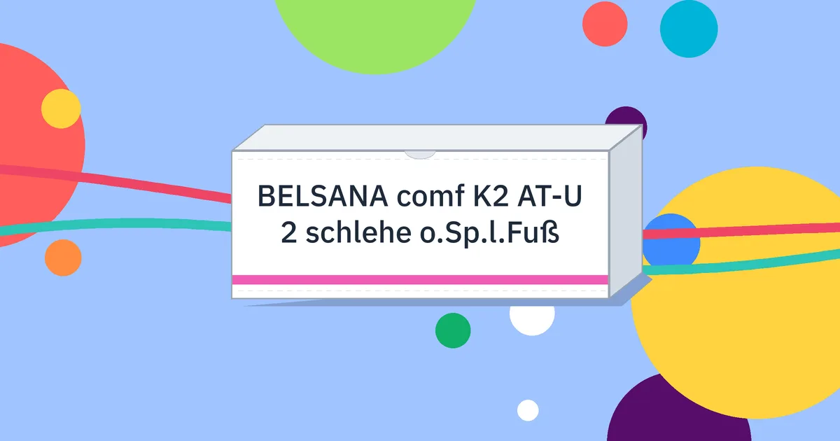 Symbolbild: Packung mit der Aufschrift BELSANA comf K2 AT-U 2 schlehe o.Sp.l.Fuß (PZN 12333161) – Verfügbarkeit und Bezug in Apotheken in Frankfurt am Main