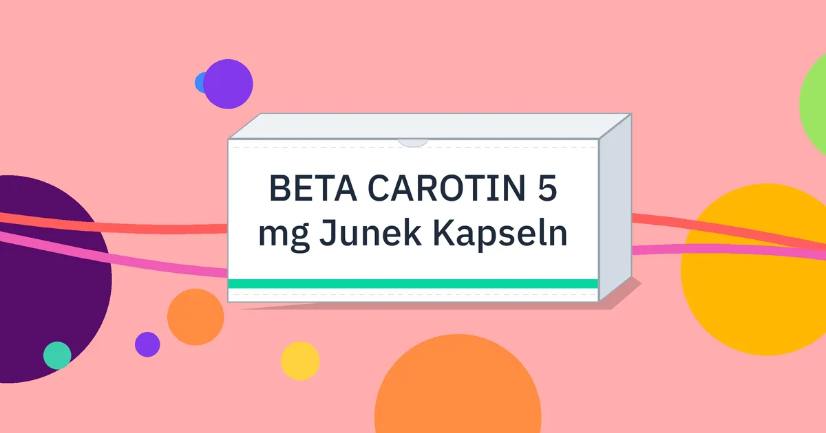 Symbolbild: Packung mit der Aufschrift BETA CAROTIN 5 mg Junek Kapseln (PZN 07085643) – Verfügbarkeit und Bezug in Apotheken in Frankfurt am Main