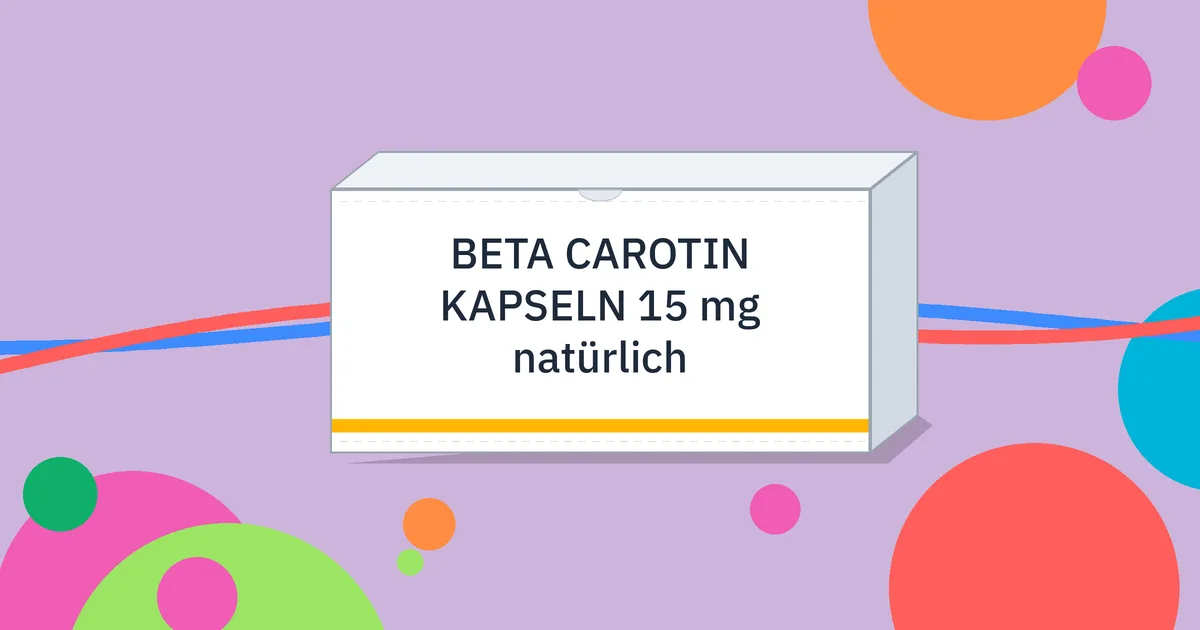 Symbolbild: Packung mit der Aufschrift BETA CAROTIN KAPSELN 15 mg natürlich (PZN 07115611) – Verfügbarkeit und Bezug in Apotheken in Frankfurt am Main