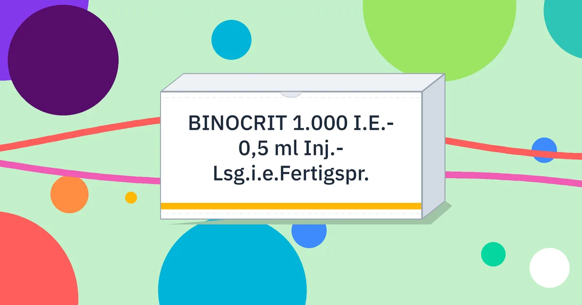 Symbolbild: Packung mit der Aufschrift BINOCRIT 1.000 I.E.-0,5 ml Inj.-Lsg.i.e.Fertigspr. (PZN 01972254) – Verfügbarkeit und Bezug in Apotheken in Frankfurt am Main