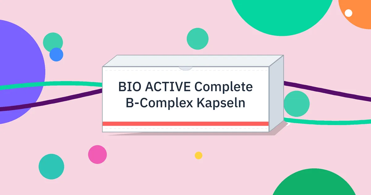 Symbolbild: Packung mit der Aufschrift BIO ACTIVE Complete B-Complex Kapseln (PZN 19740455) – Verfügbarkeit und Bezug in Apotheken in Frankfurt am Main