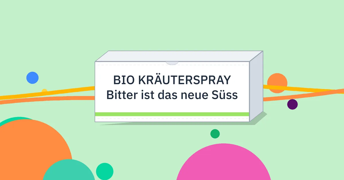 Symbolbild: Packung mit der Aufschrift BIO KRÄUTERSPRAY Bitter ist das neue Süss (PZN 14001730) – Verfügbarkeit und Bezug in Apotheken in Frankfurt am Main