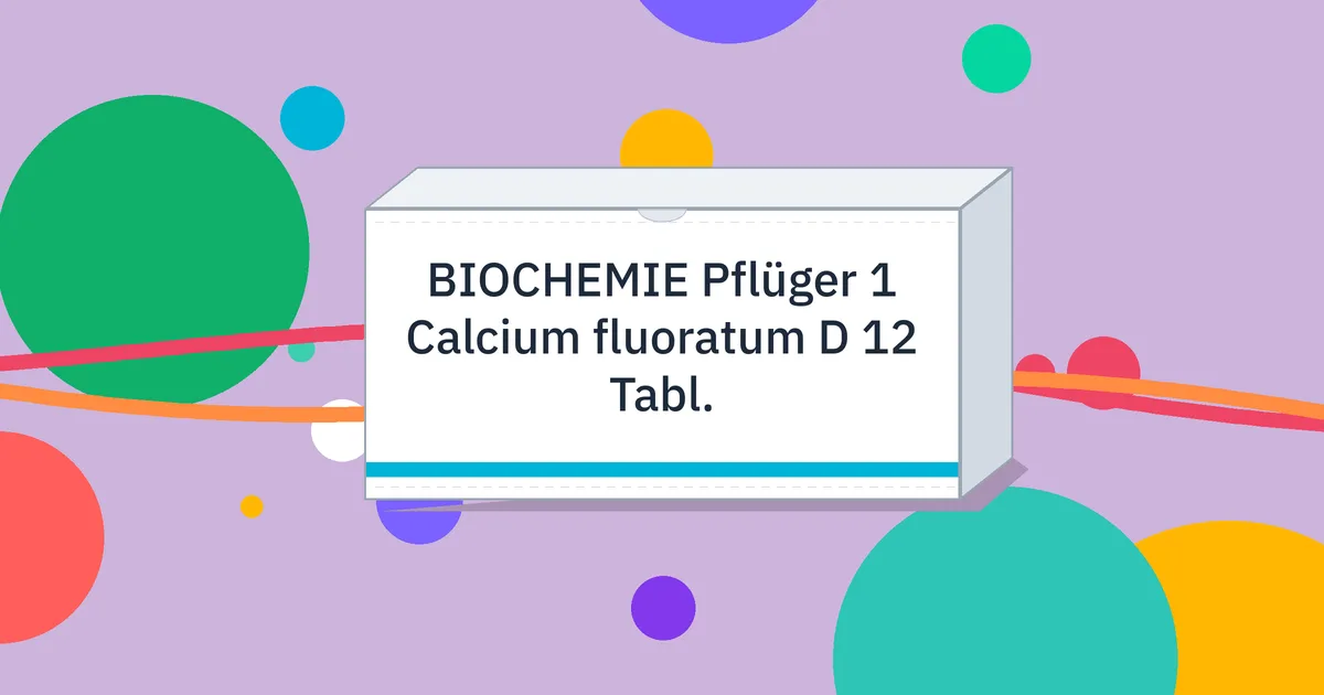 Symbolbild: Packung mit der Aufschrift BIOCHEMIE Pflüger 1 Calcium fluoratum D 12 Tabl. (PZN 06318766) – Verfügbarkeit und Bezug in Apotheken in Frankfurt am Main
