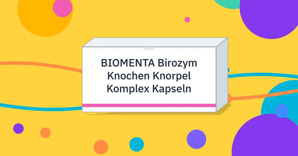 Symbolbild: Packung mit der Aufschrift BIOMENTA Birozym Knochen Knorpel Komplex Kapseln (PZN 20417096) – Verfügbarkeit und Bezug in Apotheken in Frankfurt am Main