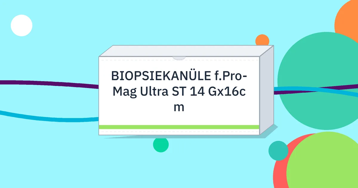 Symbolbild: Packung mit der Aufschrift BIOPSIEKANÜLE f.Pro-Mag Ultra ST 14 Gx16c m (PZN 00425550) – Verfügbarkeit und Bezug in Apotheken in Frankfurt am Main